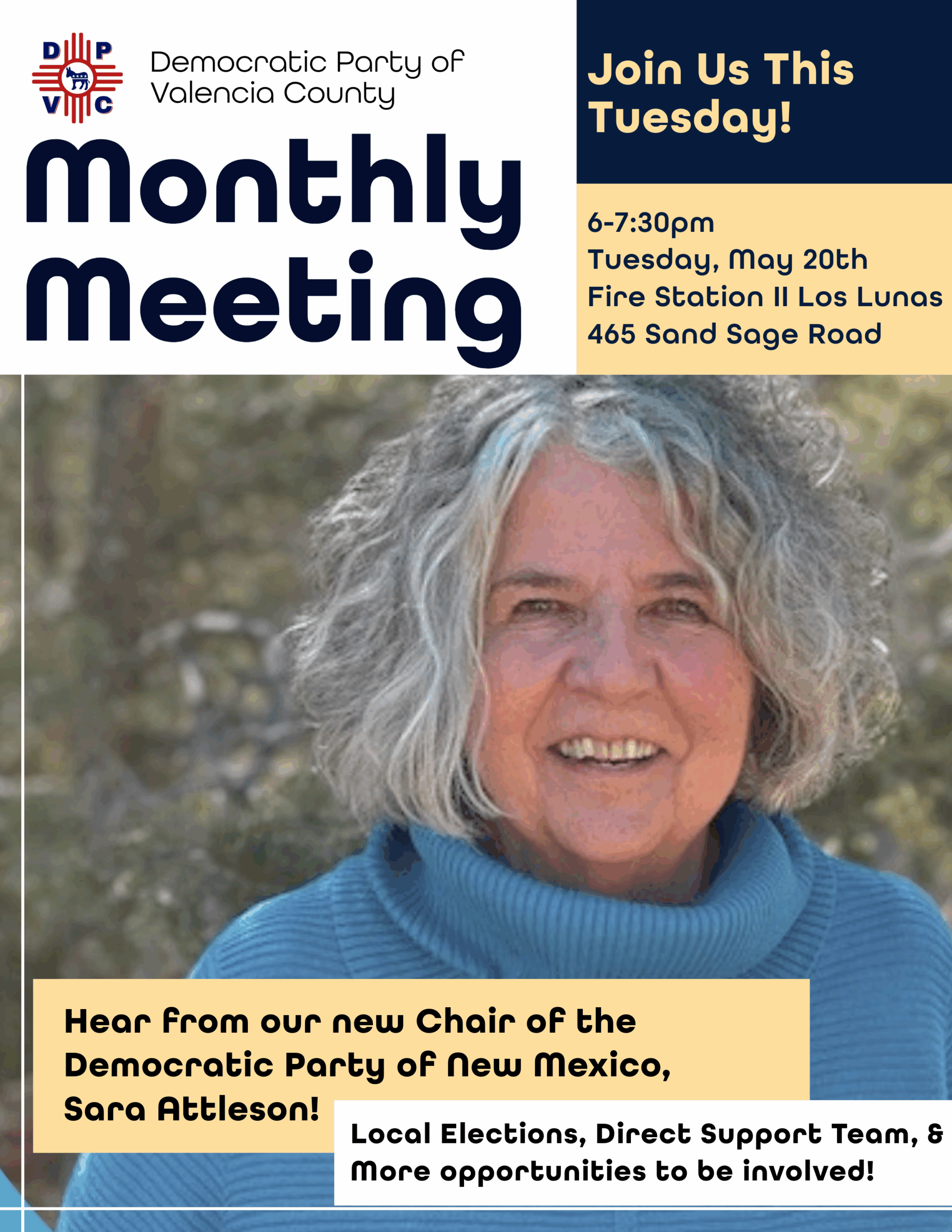 May General Meeting This Tuesday! - Democratic Party of Valencia County